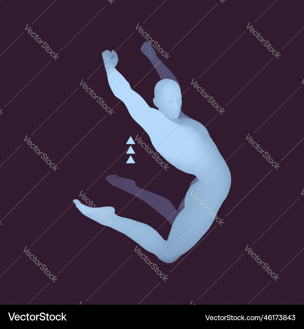 Jumping man gymnast 3d human body model Royalty Free Vector