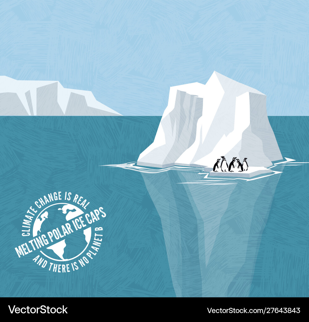 Melting icebergs signs climate change Royalty Free Vector