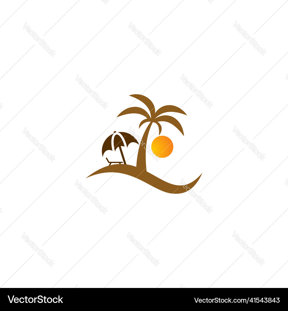 Palm tree resort beach vacation logo Royalty Free Vector