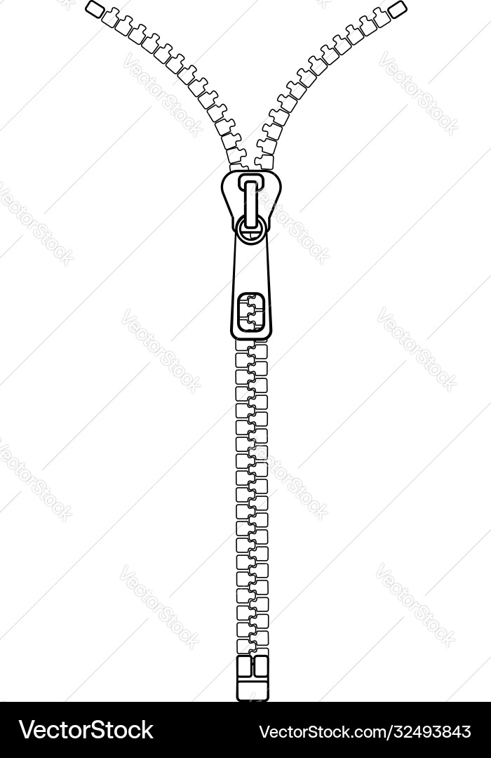 Symmetrical Half Open Zipper Royalty Free Vector Image