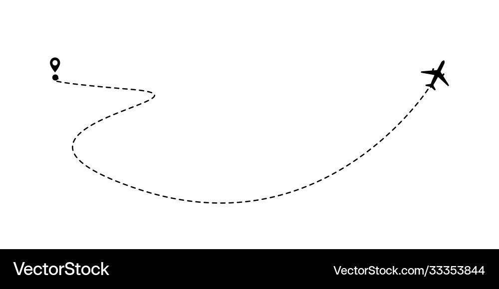 Airplane line path icon air plane flight route Vector Image