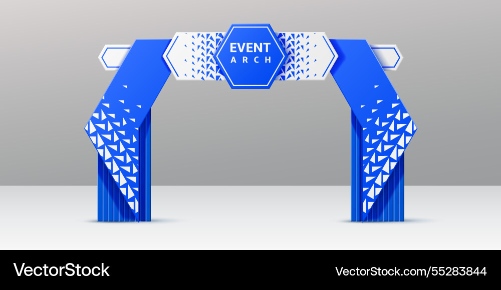 Blue event arch realistic 3d exhibition entrance Vector Image