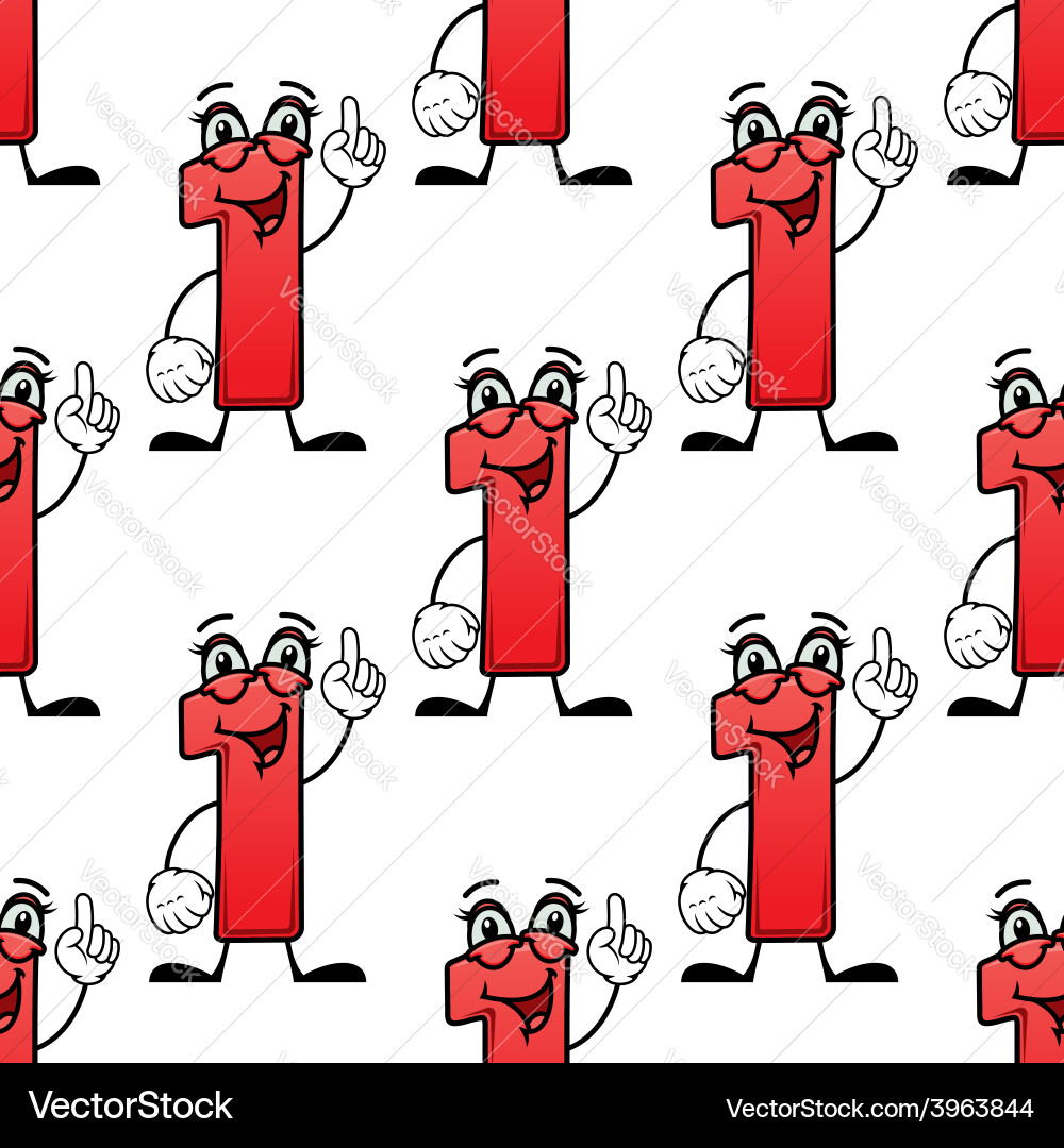 Cartoon number one seamless pattern Royalty Free Vector