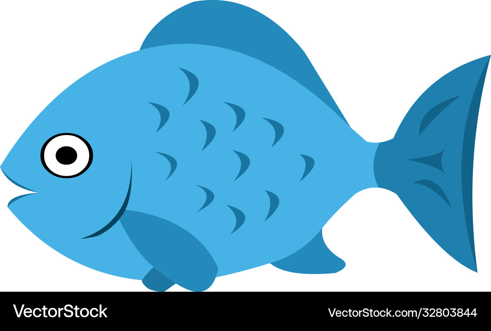 Cheerful Blue Cartoon Fish Royalty Free Vector Image