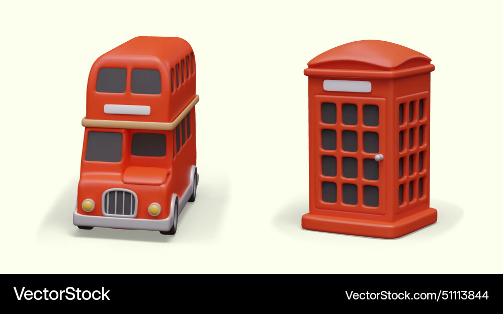 Double decker bus telephone booth red symbols Vector Image