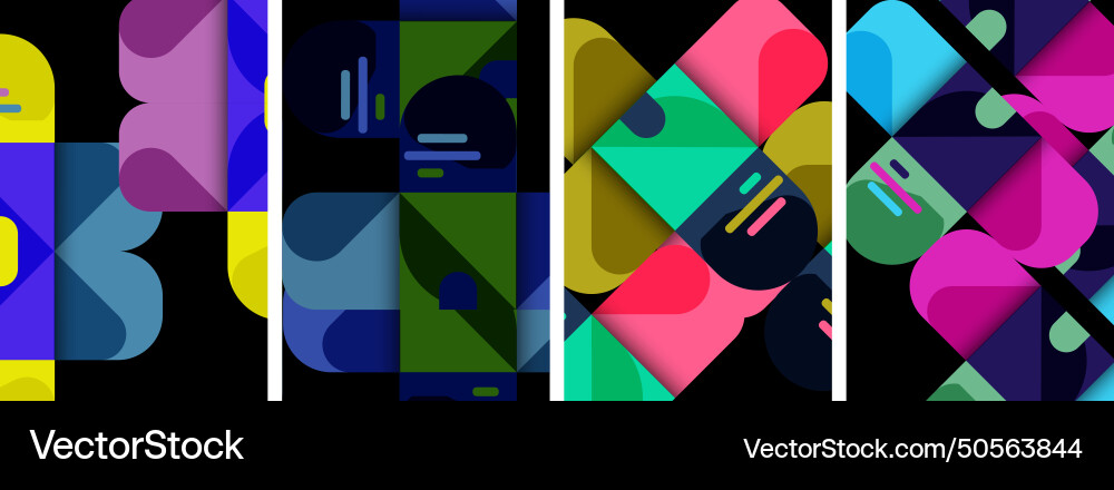 Geometric colorful poster backgrounds with squares