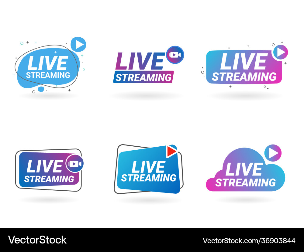 Live streaming symbol set online broadcast icon Vector Image