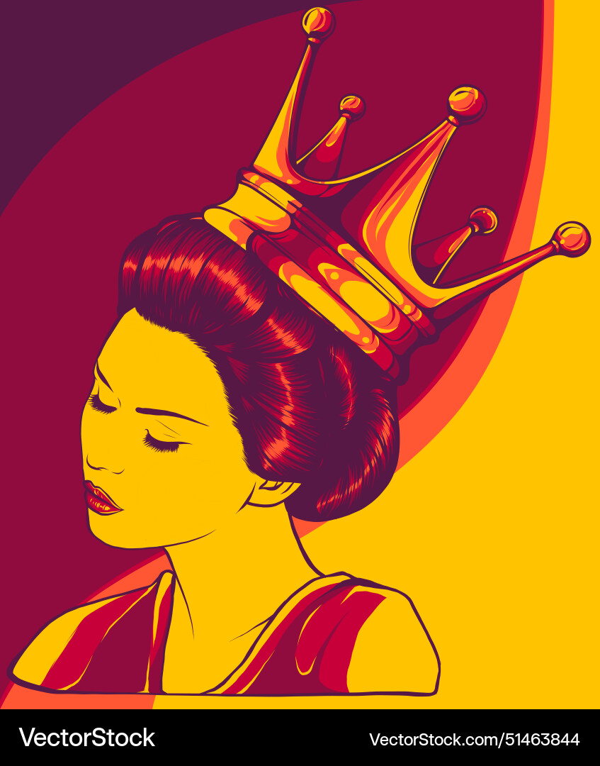 Oriental woman with crown Royalty Free Vector Image