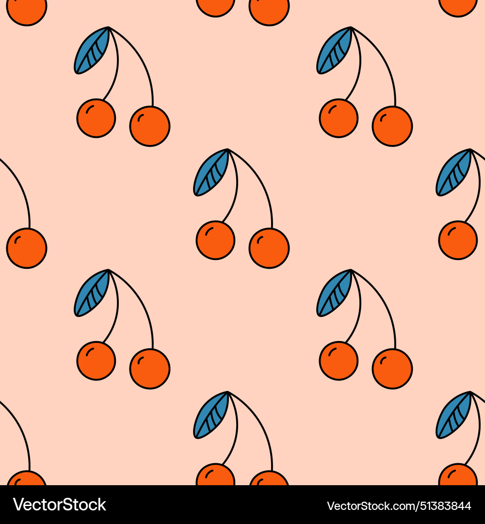Pattern with red cherry Royalty Free Vector Image