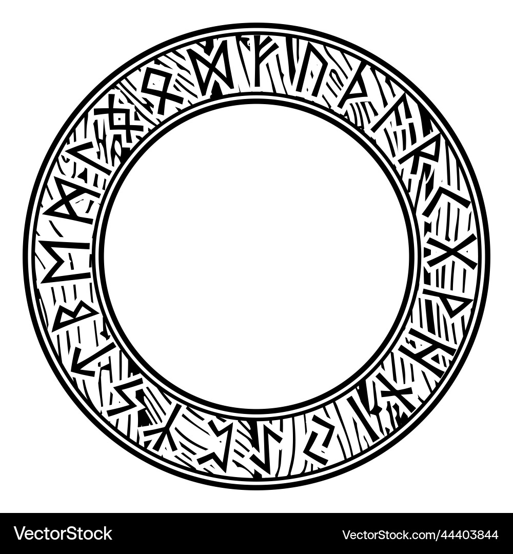 Scandinavian viking design runic circle futhark Vector Image