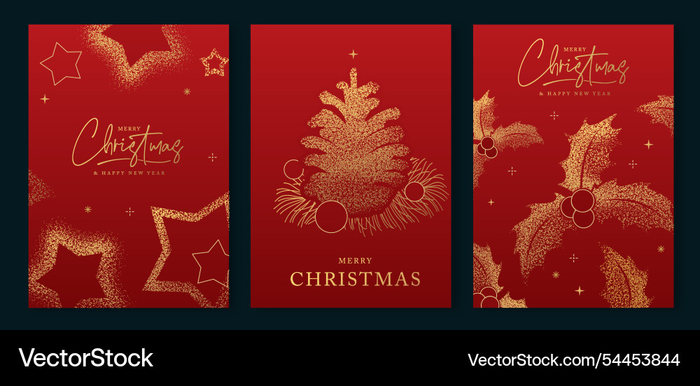 Set of merry christmas and happy new year cards Vector Image