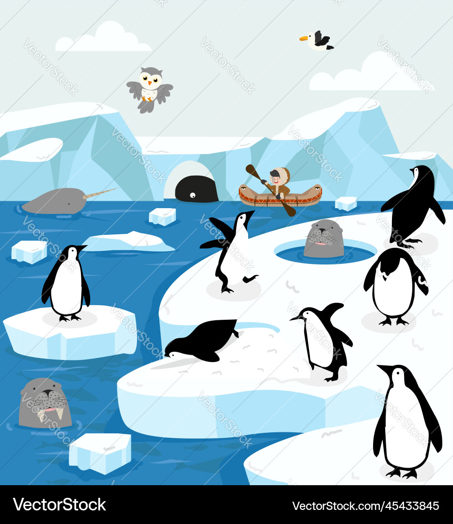 Arctic Animals on Ice Royalty Free Vector Image