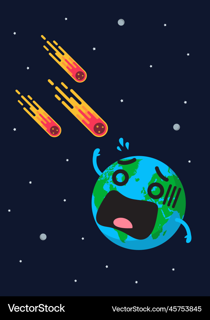 Asteroids are approaching to frightening earth – Royalty-Free Vector ...