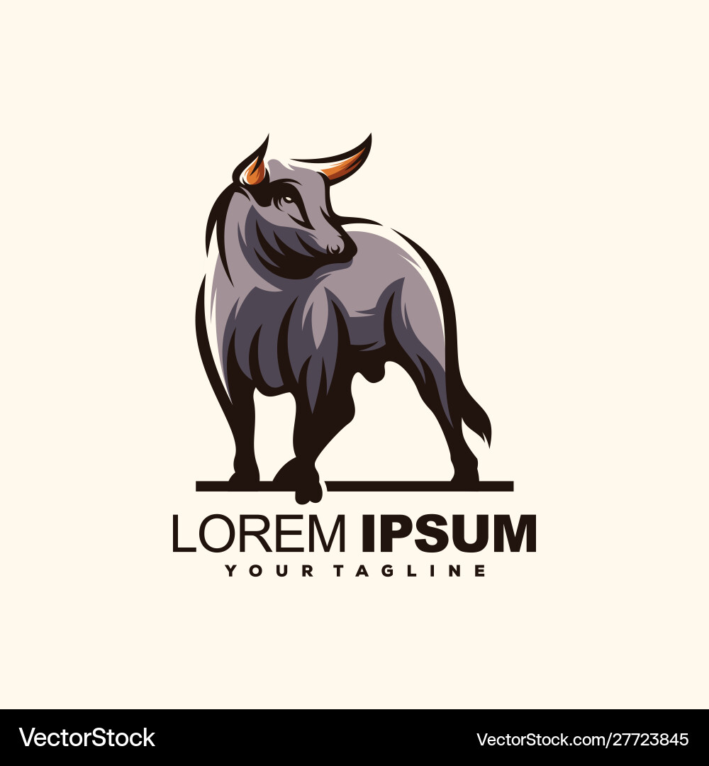 Awesome standing bull logo design Royalty Free Vector Image