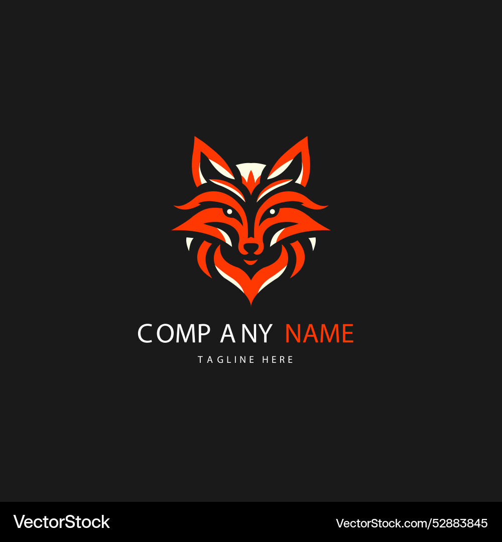 Fox head mascot logo design template wild animal Vector Image