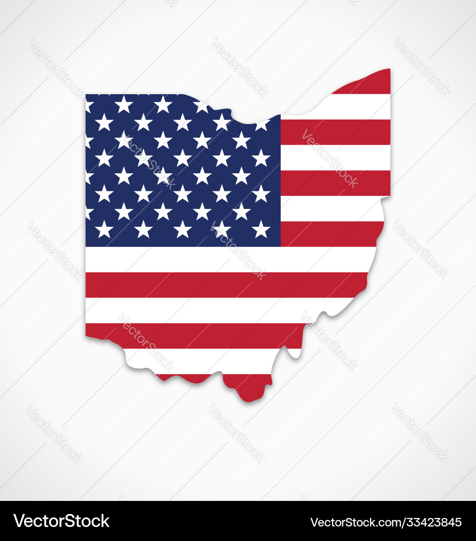 Ohio oh state shape with usa flag Royalty Free Vector Image
