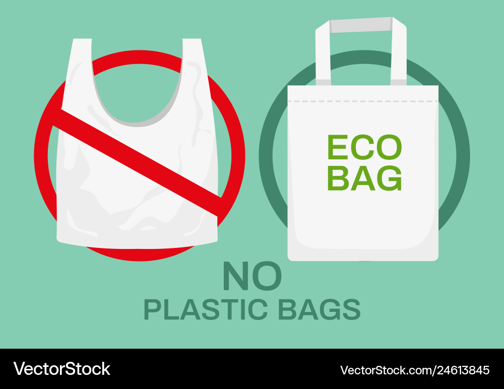 Plastic Bag Ban - Stop Waste Royalty Free Vector Image
