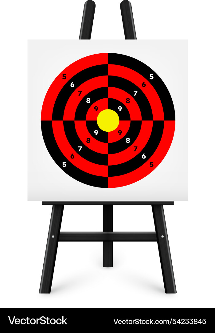 Shooting range target on a wooden easel stand Vector Image