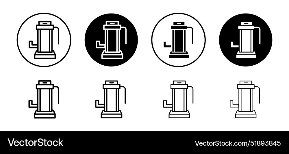 Sump pump icon set collection outline Royalty Free Vector