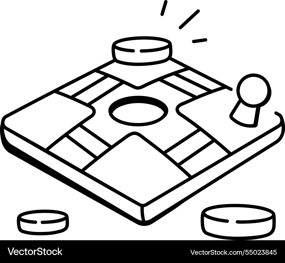 Webdoodle style icon of ludo board game Royalty Free Vector