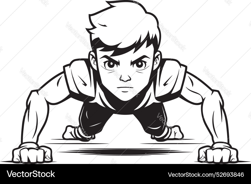 Athletic man doing push ups black logo dynamic Vector Image
