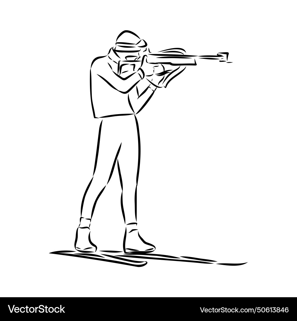 Biathlon athlete shoots standing isolated Vector Image