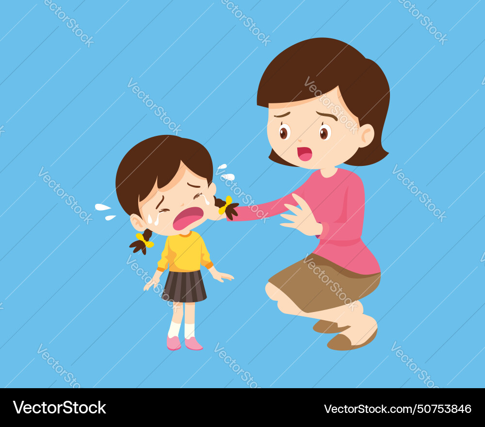 Comforting sad children with parent 2 Royalty Free Vector