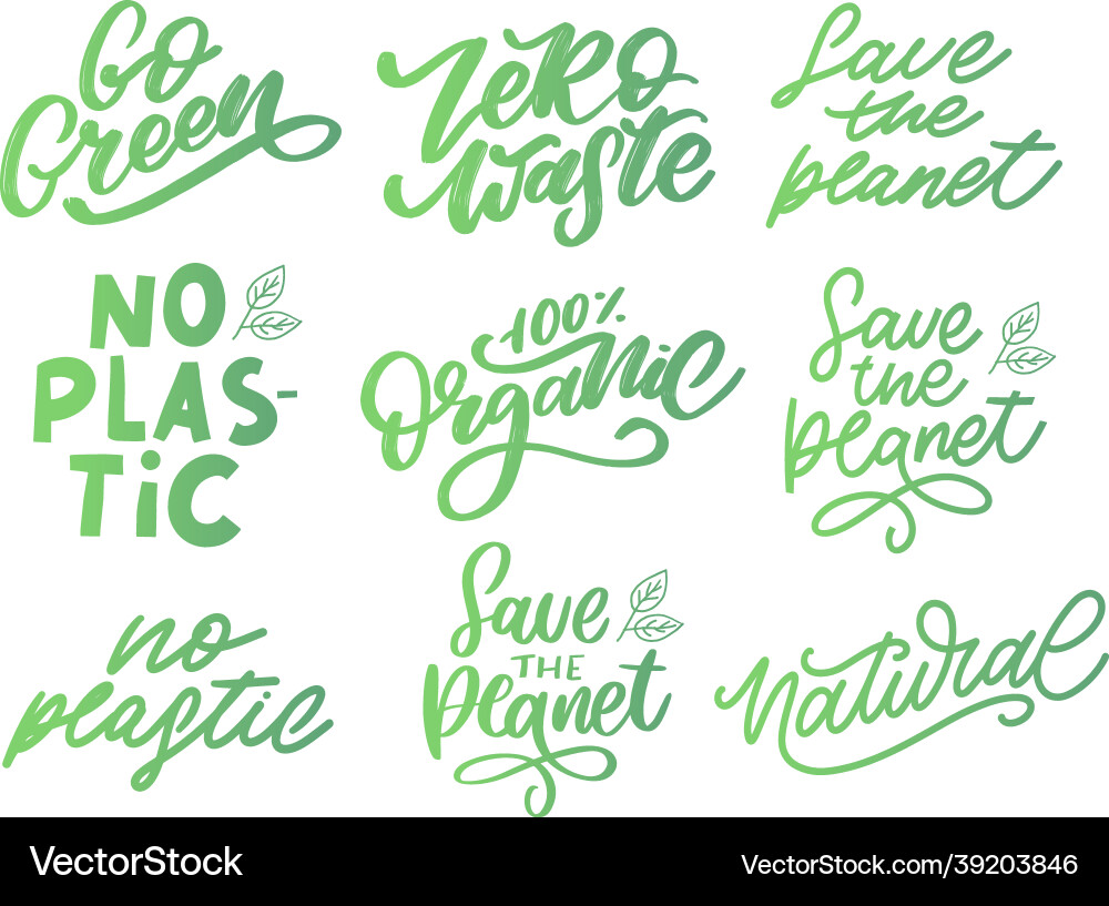 Concept set zero waste handwritten text title Vector Image
