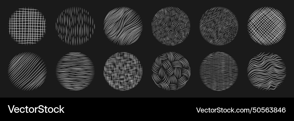 Hand drawn hatching line texture set crosshatch Vector Image
