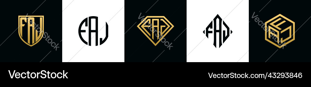 Initial letters faj logo designs bundle Royalty Free Vector