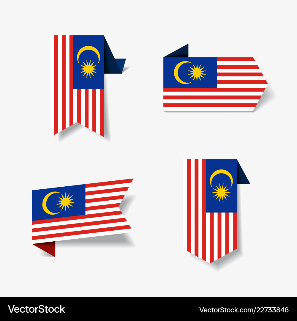 Malaysian flag stickers and labels Royalty Free Vector Image