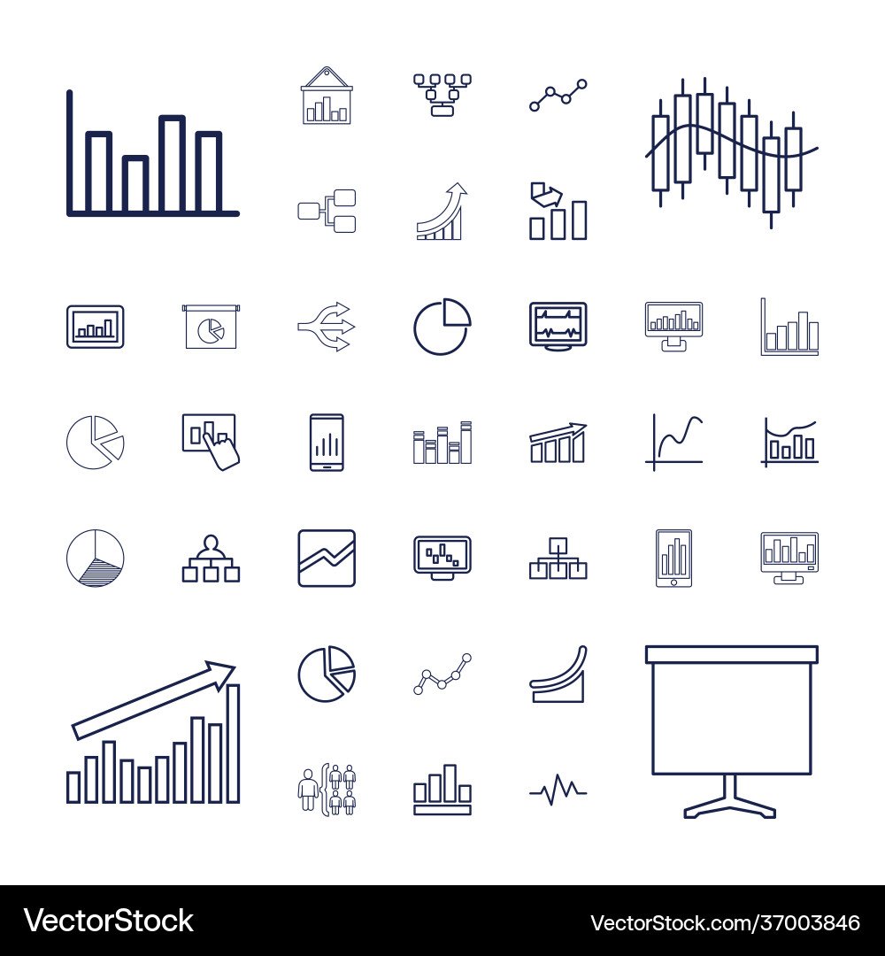 Modern Chart Icons Set Royalty Free Vector Image