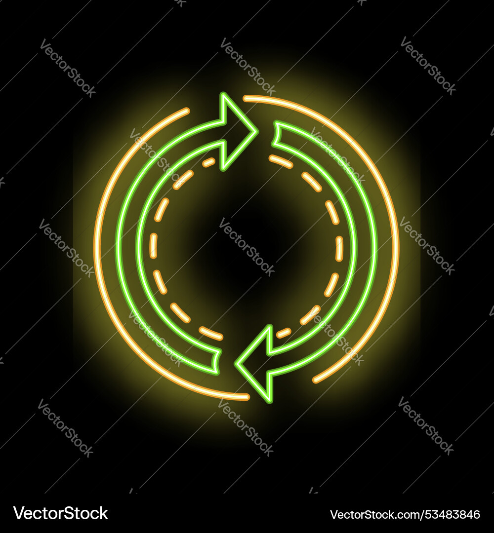 Neon green and yellow circular rotating arrows Vector Image