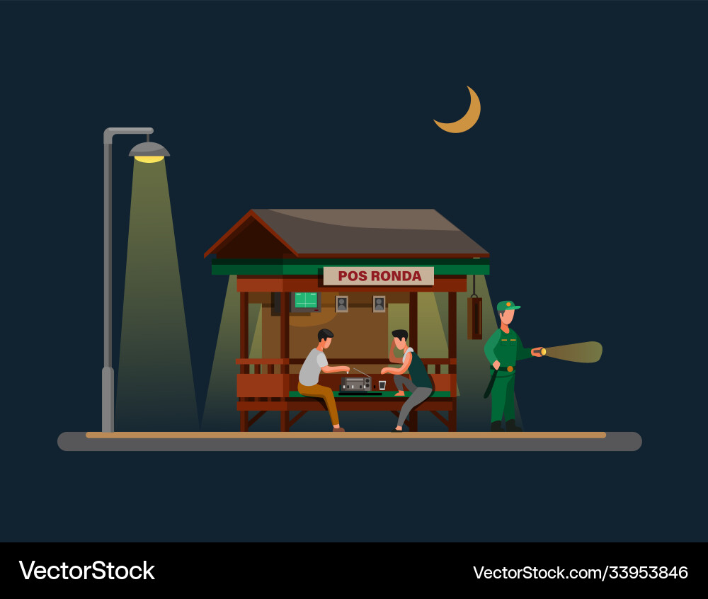 Pos ronda hansip aka traditional security post Vector Image