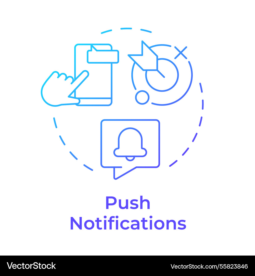 Push notifications blue gradient concept icon Vector Image