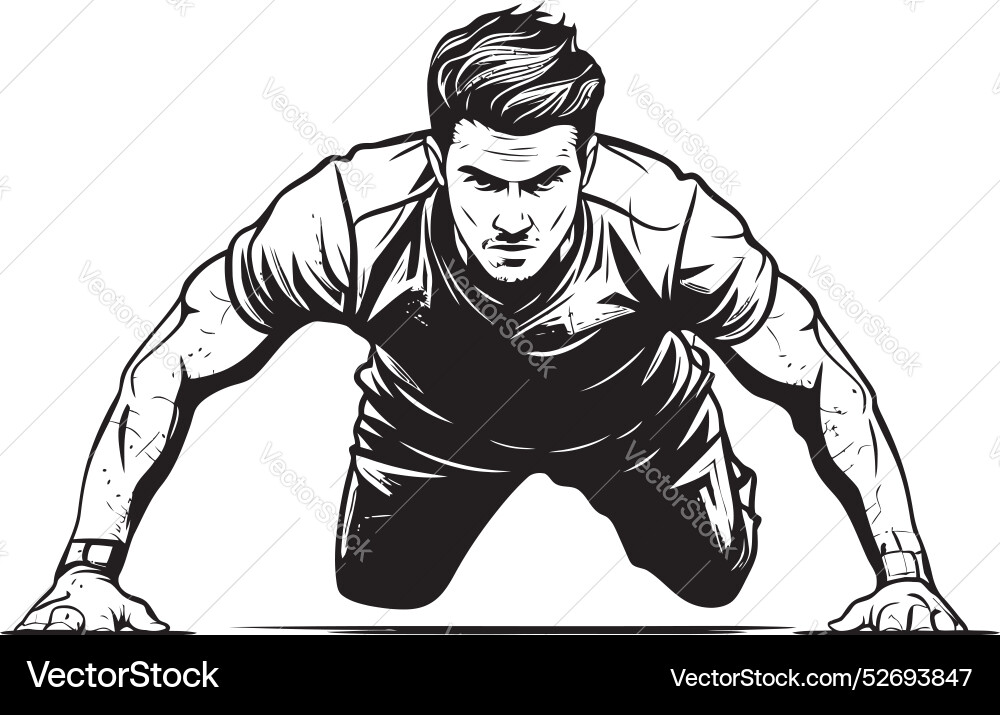 Active lifestyle sportive males push up routine Vector Image