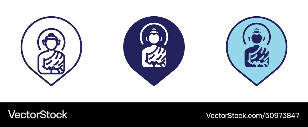 Budha temple pin icon - navigation set Royalty Free Vector