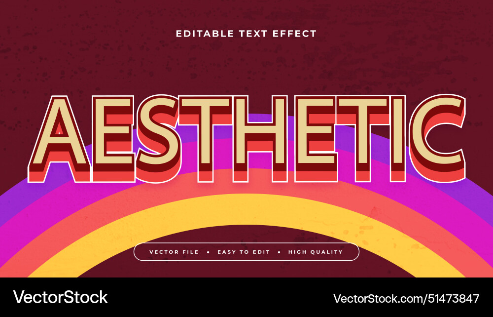 Colorful aesthetic 3d editable text effect - font Vector Image