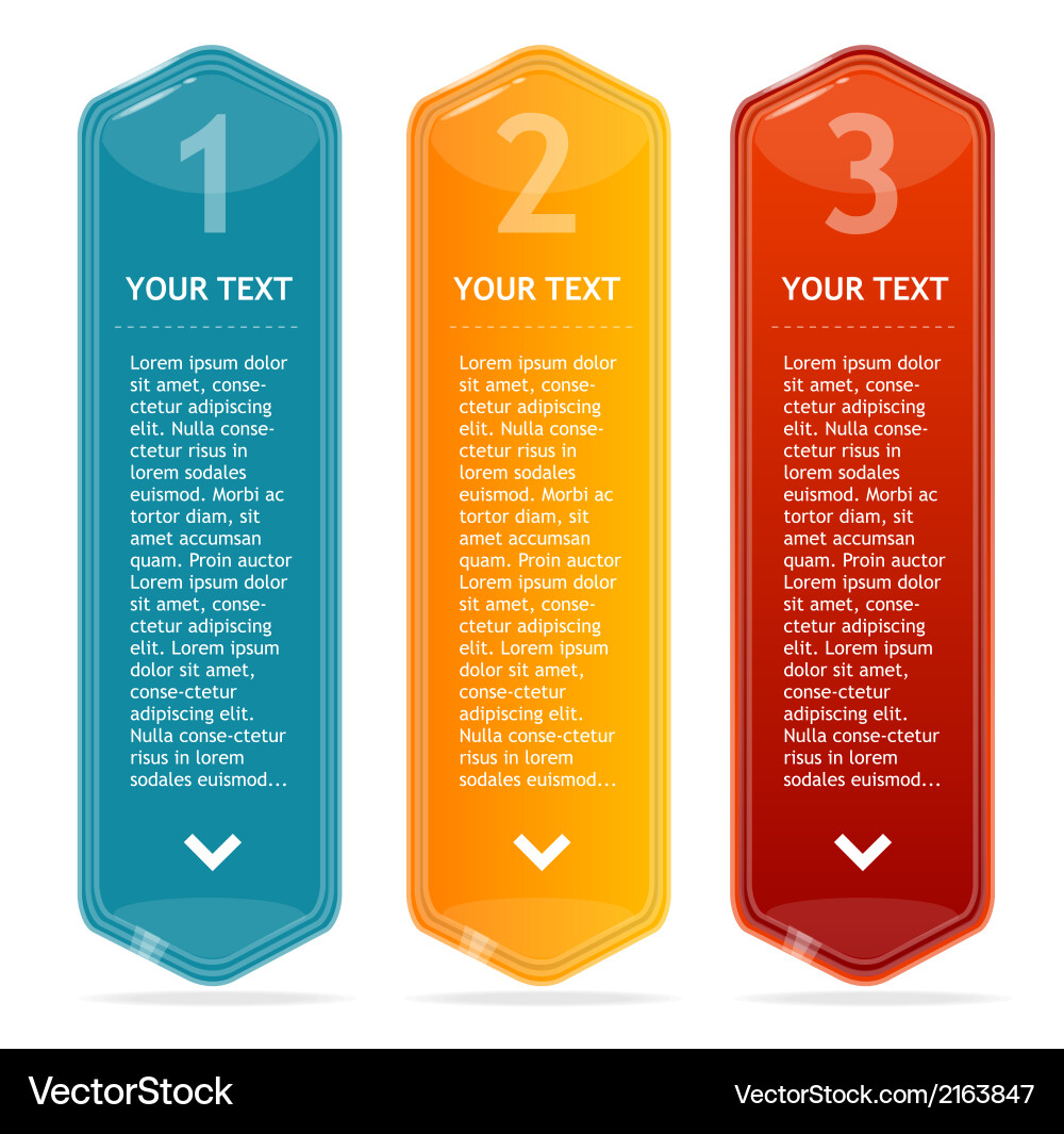 Colorful text box 1 2 3 Royalty Free Vector Image