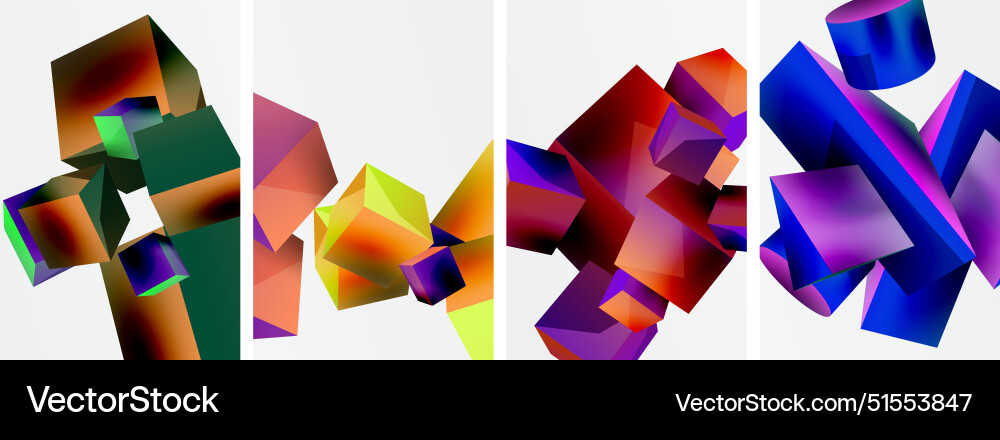 Composition of 3d cubes and other geometric Vector Image