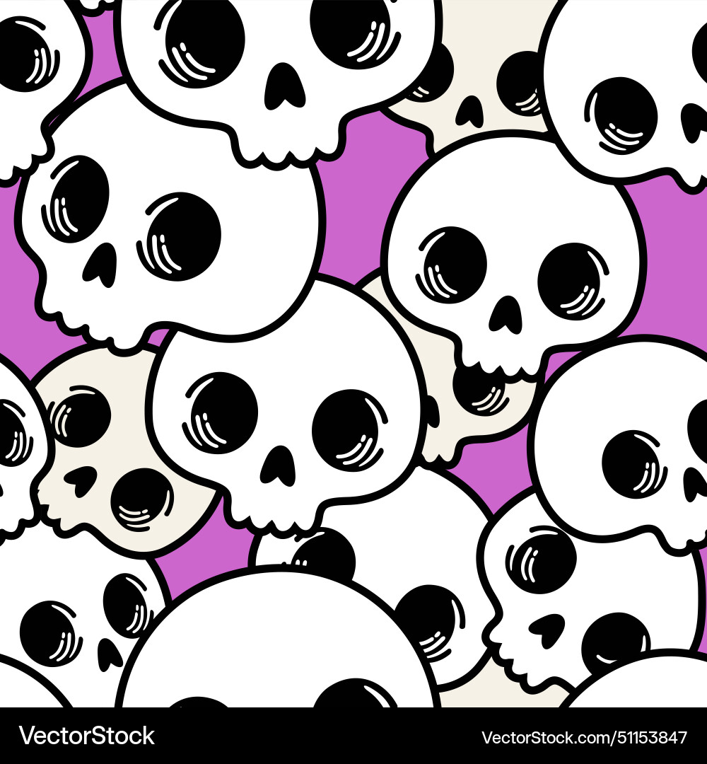Cute pattern of human skulls funny skull faces Vector Image