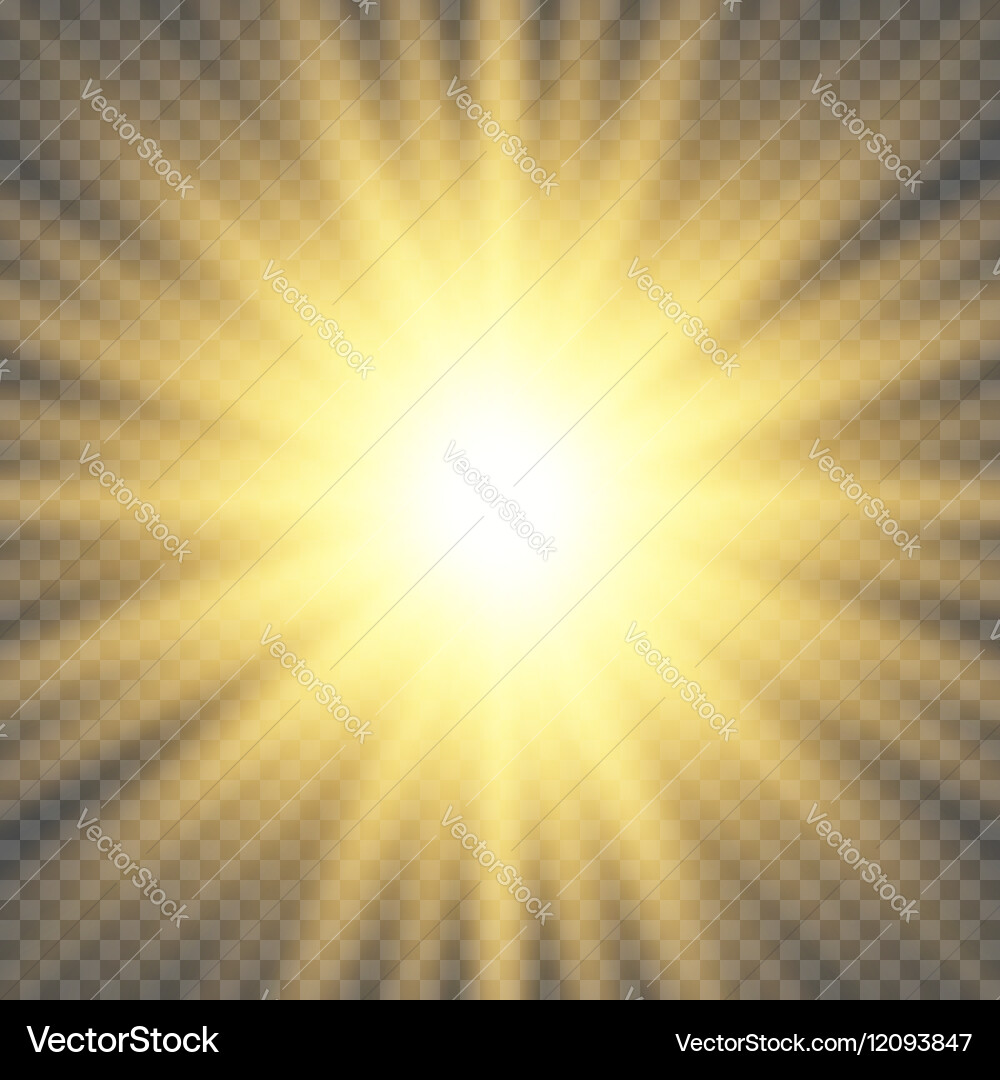 Gold glowing light burst explosion on transparent Vector Image