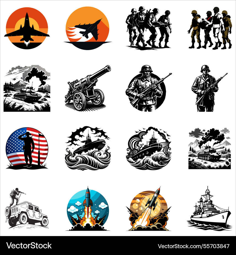 Military Clip Art Bundle Royalty Free Vector Image