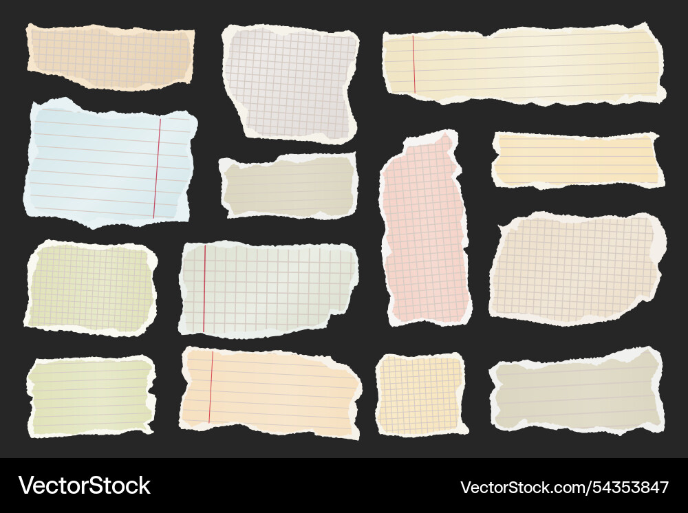 Ripped paper strips realistic crumpled Royalty Free Vector
