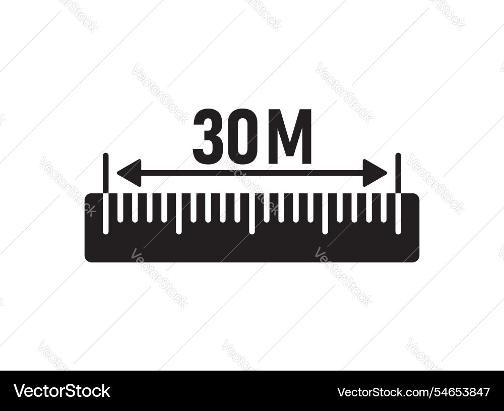 Ruler 30 meters icon in flat style measure scale Vector Image
