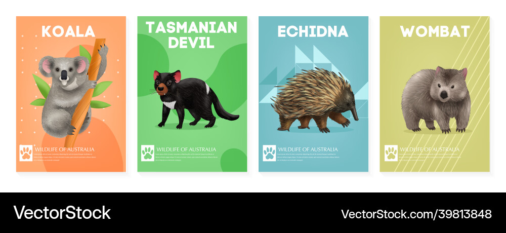 Australian animals poster set Royalty Free Vector Image