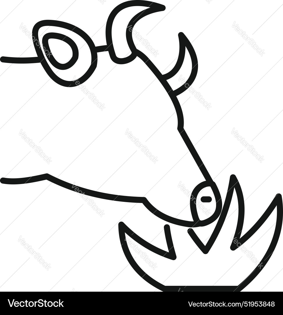 Line art cow eating grass icon Royalty Free Vector Image