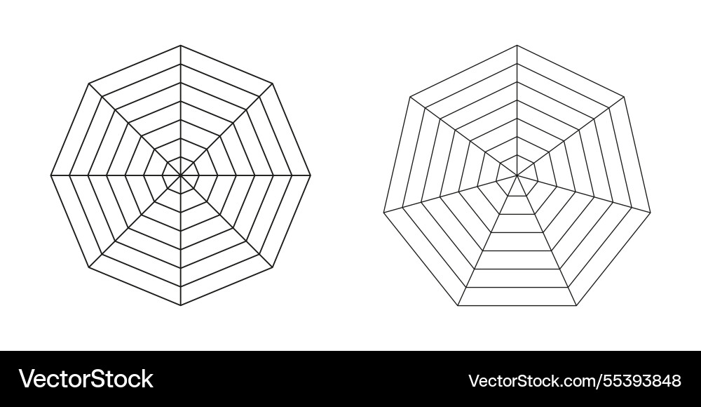 Octagon heptagon radar spider diagram template Vector Image