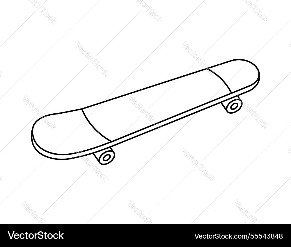 Skateboard outline for coloring book template Vector Image