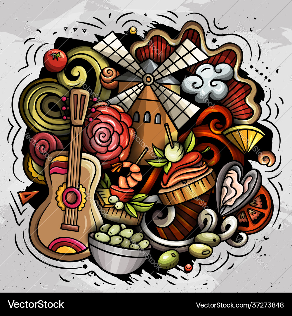 Spain hand drawn cartoon doodle Royalty Free Vector Image